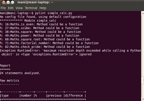 pylint code analysis for python
