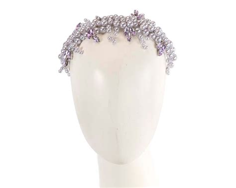 Light Blue Pearl And Crystals Fascinator Headband By Cupids Millinery