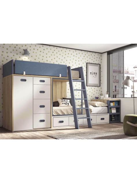 Lit Superposé Fille Avec Bureau Et Rangement Glicerio So Nuit