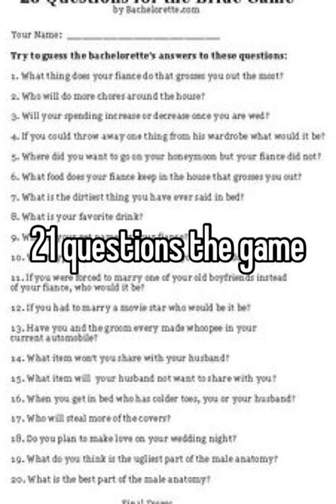 21 Questions The Game