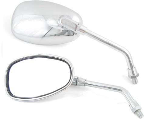 Universal Motorrad Rückspiegel Spiegel Set E Geprüft Chrom 2x M10