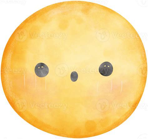 Cute Moon Watercolor 35490248 Png