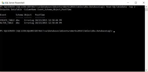 powershell reading tables data using script sql
