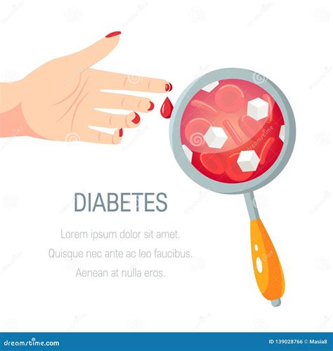 Diabetes Concept In Flat Style Vector Design Stock Illustration
