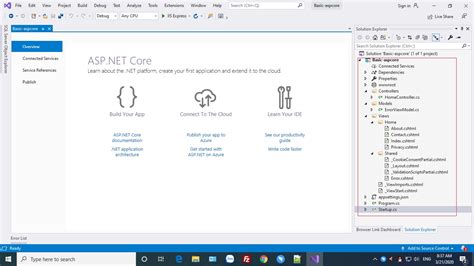create project asp core 2 1