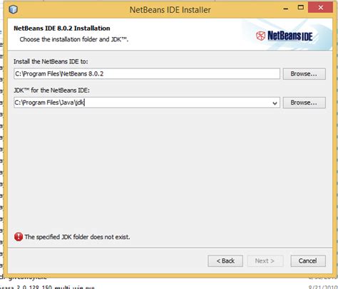 java netbeans installation error not able to find jdk path