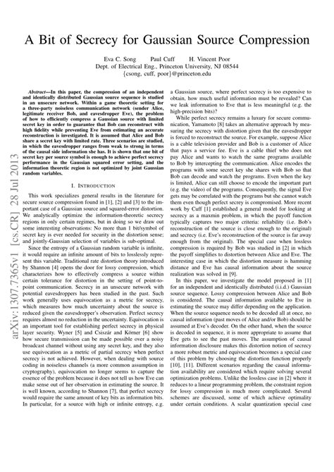 pdf a bit of secrecy for gaussian source compression