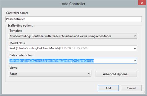 infinite scrolling using asp web api data service and