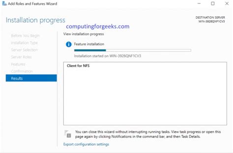 install and configure nfs client on windows 10 server 2019