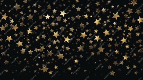Confeti De Estrellas Doradas Y Brillo En Un Fondo Negro Para El Fondo