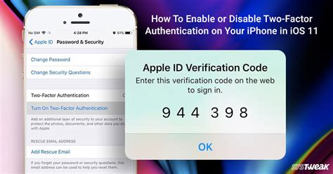 how to enable or disable two factor authentication in ios 11