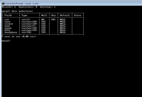 cara membuat tabel di mysql xampp