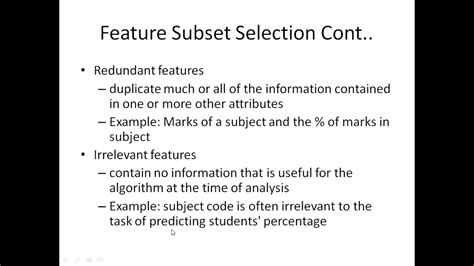 attribute subset selection part 1 youtube