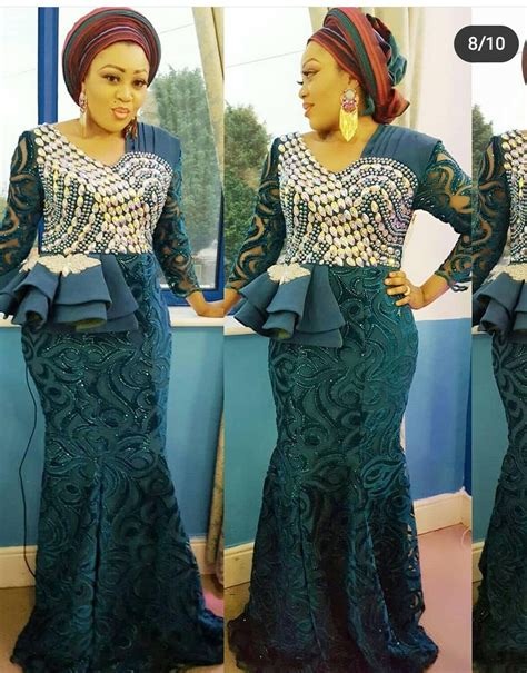 Dark Green Lace Mermaid African Evening Dress With Sleeves Peplum Plus