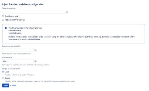 configuring a variables task bamboo data center and server 8 2