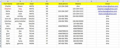 match 2 columns first and last names on two excel