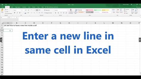 how to enter a new line in excel cell youtube