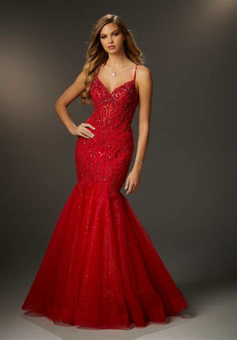 Beaded Tulle Mermaid Prom Dress Morilee