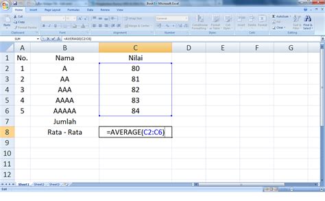 teknologi information menjalankan rumus sum and average pada ms excel