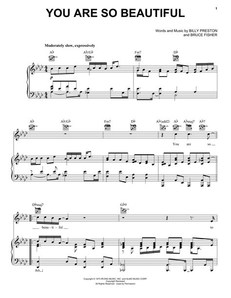You Are So Beautiful Sheet Music By Joe Cocker Piano Vocal And Guitar
