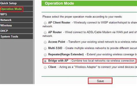 how to configure the bridge with ap mode on the tl wa7210n tp link