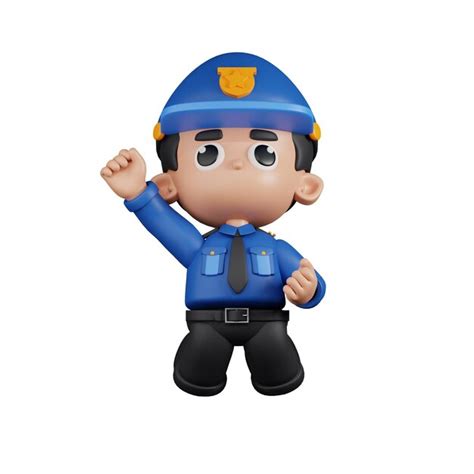 Premium Psd 3d Character Policeman Jumping In The Air Pose