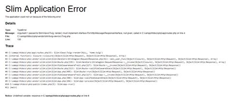 php slim twig view return view as null when used in render function