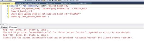 msg 7399 level 16 state 1 linked server access denied