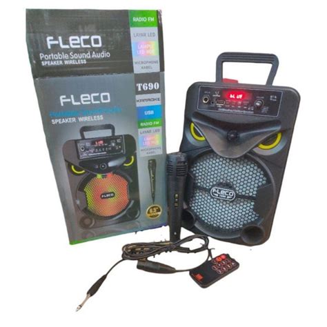 Jual Cod Speaker Bluetooth Karaoke 65 Inch Fleco T690 Bonus Mic