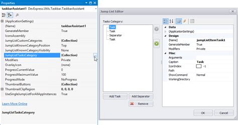 jumplistitemtask class winforms controls devexpress documentation