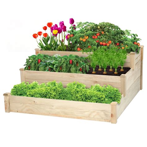 Buy 3 Tier Ladder Garden Bed Vegetable Raised Garden Bed For Backyard