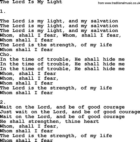 The Lord Is My Light Apostolic And Pentecostal Hymns And Songs Lyrics