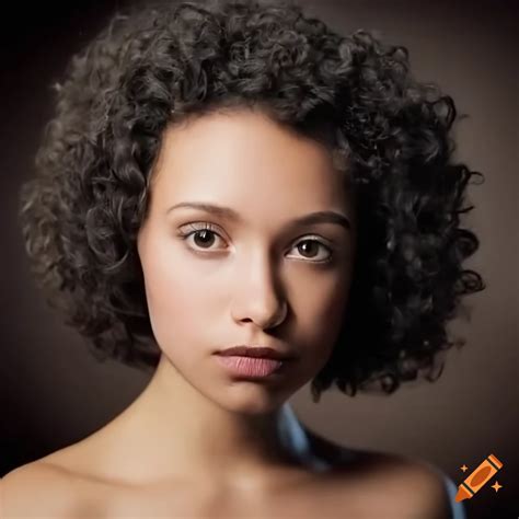 Detailed Portrait Of A Woman With Black Curly Hair On Craiyon