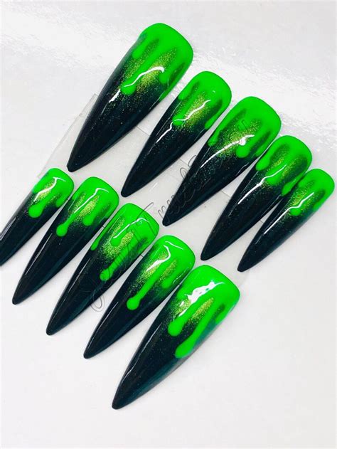 Slimed Xxl Stiletto Gel Press On Nails Etsy