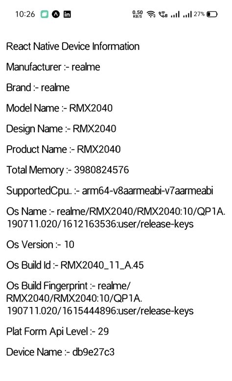 react native get device information example