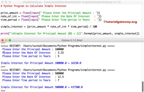 python program to calculate simple interest