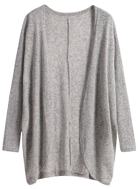 Long Sleeve Loose Grey Cardigan Shein Sheinside