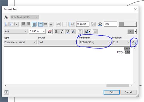 solved linking dimensions in hole and thread note autodesk community