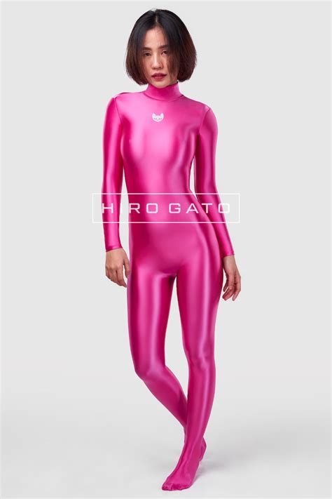 Hiro Gato Satin Spandex Silk Catsuit Hot Pink Burning Suit Etsy Uk