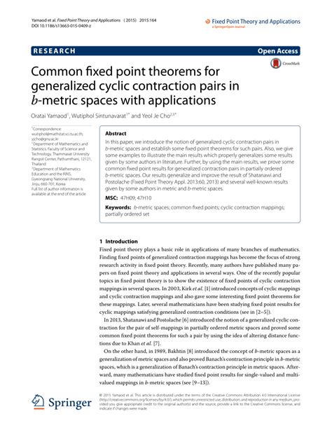 pdf common fixed point theorems for generalized cyclic contraction