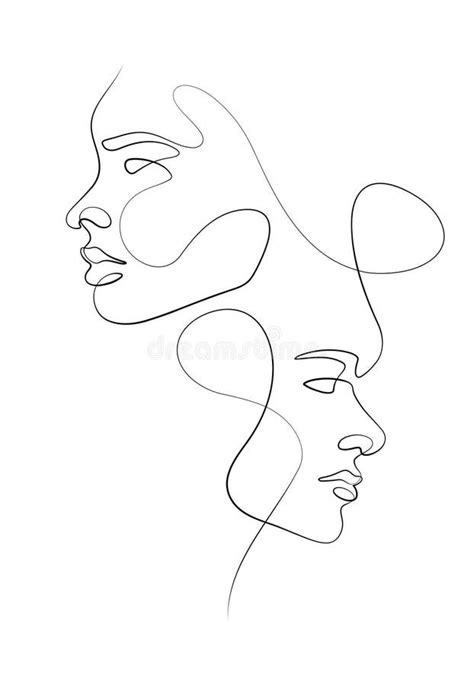 Two Faces Continuous Line Drawing Stock Illustrations 252 Two Faces