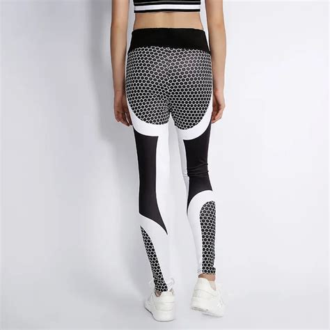 High Waist Slim Fitness Leggings 2017 Women Black White Patchwork