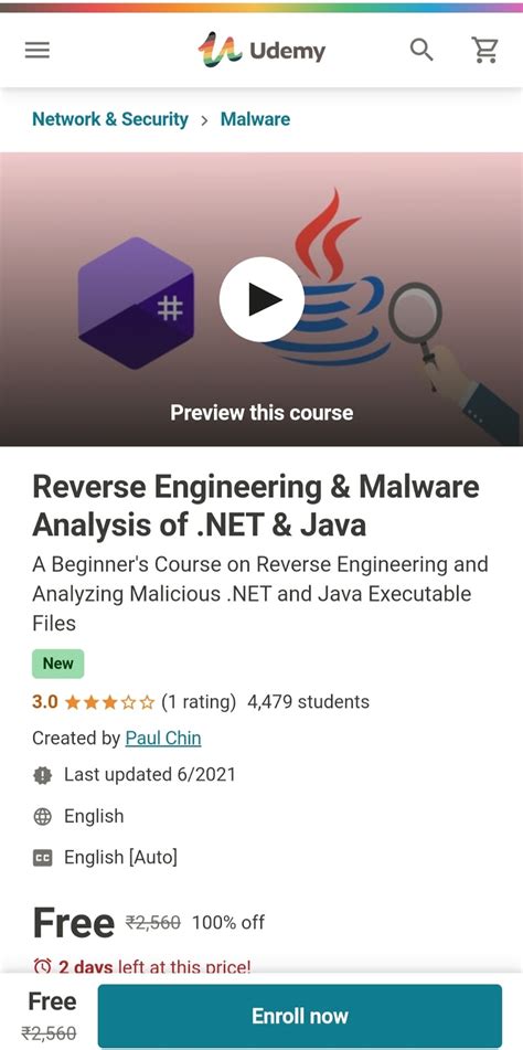 reverse engineering and malware analysis of and java udemy free