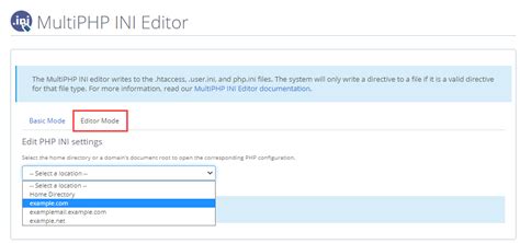 multiphp ini editor bluehost support