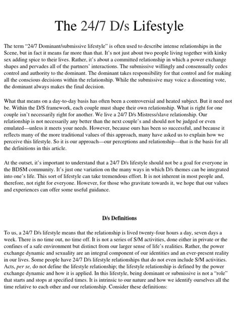the 24 7 d s lifestyle dominance and submission speech