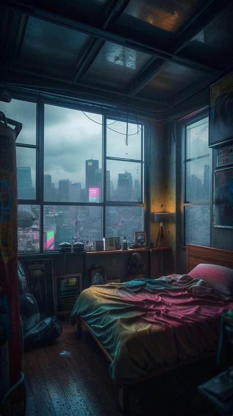Cyberpunk Bedroom With A View