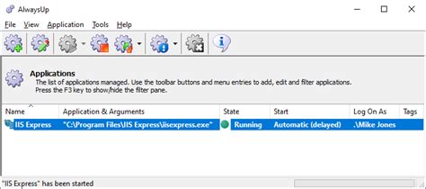 how to run iis express as a windows service alwaysup