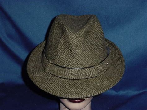 dobbs mens fedora green tweed men s vintage hat no 100a