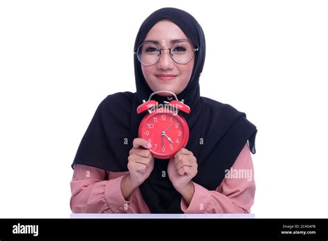 Emotion Face Or Expression Muslim Woman Face With Deference Time Clock