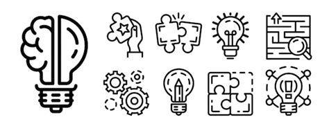Solution Icon Set Outline Style Vector Premium Download